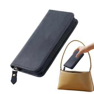 Generico Federm&auml;ppchen aus Leder, Vintage-Organizer mit 3 F&auml;chern, Aufbewahrung f&uuml;r F&uuml;llfederhalter - f&uuml;r Schule, Studio, Zeichnen, Journaling, Sketching, Reis