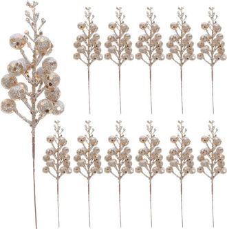 Valiclud 12 Stücke Künstliche Beerenzweige Weihnachten Tannenzweige Künstlich Zweige Deko Deko Beeren Weihnachten Dekozweige Beeren Picks DIY Basteln für Kranz