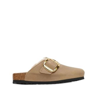 Birkenstock Boston Big Buckle Shearling - Femme - Chaussures - Beige - Taille: 36 EU