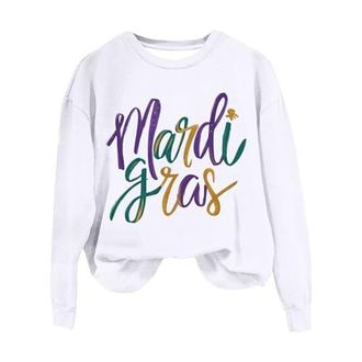Generic Sweatshirt Femme Col Rond Pull Manches Longues Pull Sans Capuche Pull Haut Casual Tops St Tag Chemises pour Femmes Graphique Amusant Pull &agrave; Manches Lo