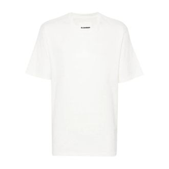 Jil Sander Baumwoll-Crew-Neck-T-Shirt mit Logo - - Tops - Herren - Wei&szlig; - S