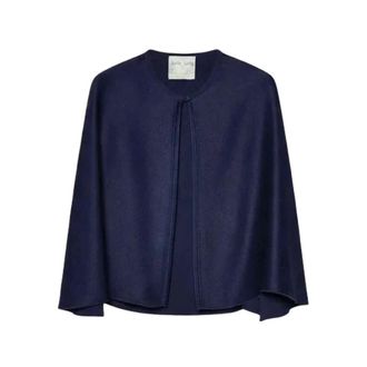 Forte_Forte Envers Satin Cape - - Jackets - Damen - Blau - S
