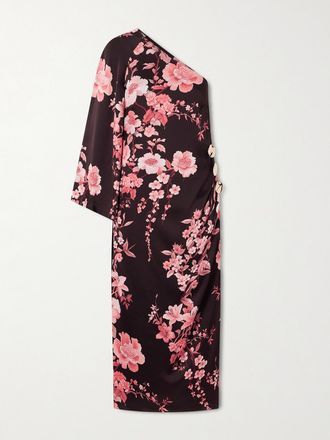 Borgo De Nor Atlantis Asymmetrisches Schulterfreies Midikleid Aus Bedrucktem Satin - Lila