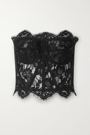Dolce & Gabbana Haut Bustier En Dentelle À Finitions En Gros-grain - Noir
