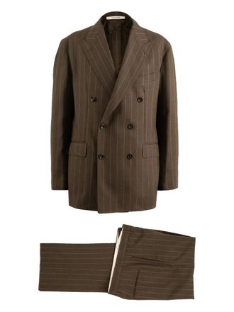 Tagliatore double-breasted striped-pattern jacket - Braun