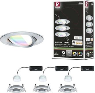 Paulmann 92435 LED Einbauleuchte Nova Coin rund 84mm 50&deg; RGBW+ 3x6W 3x500lm 230V Alu gedreht Alu Druckguss