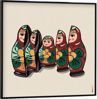 artboxONE Poster mit schwarzem Rahmen 50x50 cm Reise/Länder Matrioska - Bild matrioska design illustration