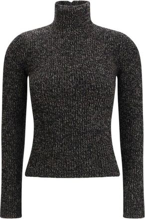 Max Mara Femme, Pulls, Noir, Taille: 38 FR T-shirt &agrave; col rond et manches longues c&ocirc;tel&eacute;