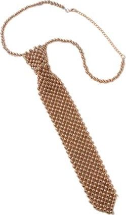 Generic Bottone Chemise pour fille avec cravate en perles - Facile à porter - Pour réunions sociales - Col de perles amovible - Cravates amovibles, doré, Comm