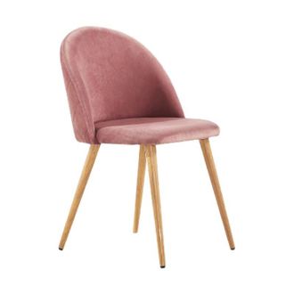 Life Interiors Lot de 1/2/4 chaise de salle &agrave; manger rembourr&eacute;e en velours Lucia simple - rose clair