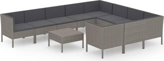 vidaXL Vidaxl - Set Divani Da Giardino 11 Pz Con Cuscini In Polyrattan Grigio