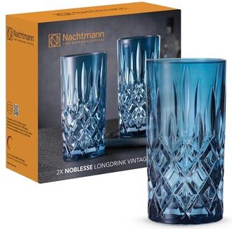 Nachtmann Spiegelau & Nachtmann, Noblesse 105441 Lot de 2 verres à long drink en cristal Bleu vintage 395 ml
