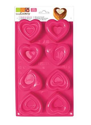 ScrapCooking Unbekannt SCRAPCOOKING 3102 Multi 8 Herzen Backform Silikon Rosa 33 x 18 x 3,5 cm