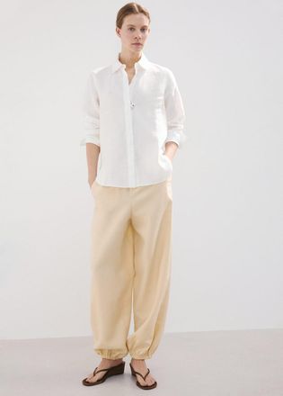 Mango Chemise droite lin blanc - Femme - XXS - MANGO