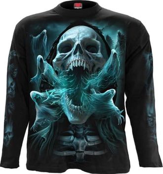 Spiral Ghost Skull - T-shirt &agrave; manches longues noir, Noir, M