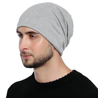 DonDon Atmungsaktive Mütze Beanie mit super soften Innenfutter Feinstrick hellgrau