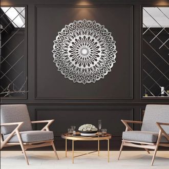 Generic Schwarze Mandala-Lotus-Wandkunst aus Metall, buddhistische Yoga-Meditations-Wandkunst aus Metall, Mandala-Kunstwerk, Moderne Skulptur zur Dekoration v