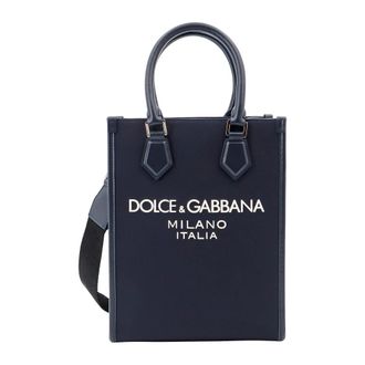 Dolce & Gabbana Homme, Sacs, Bleu, Taille: ONE Size Sac bandoulière bleu en nylon avec fermeture à bouton-pression