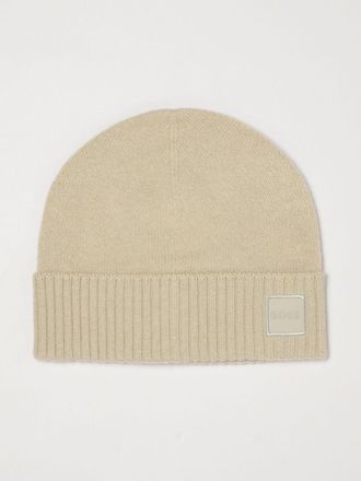 HUGO BOSS Bonnet beanie en laine et coton avec revers et logo brod&eacute;