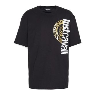 Just Cavalli Homme, Tops, Noir, Taille: S T-shirt noir à manches courtes 74Obhf05Cj200899