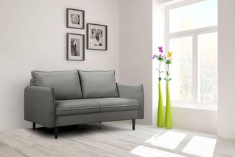 Norrwood home24 Sofa Palawan 2-Sitzer Grau Microfaser Jada 138 x 86 x 91cm Skandi