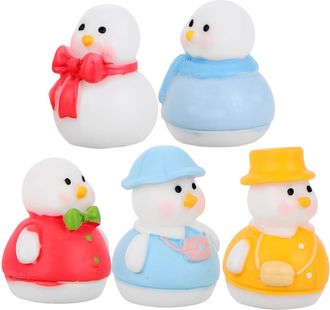 Lurrose 5 St&uuml;ck Weihnachts Schneemann Dekorationsset aus Kunstharz Miniatur Puppenhaus Ornamente f&uuml;r Feengarten Weihnachtstorte und Tischdeko