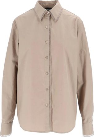 Fabiana Filippi Femme, Blouses et Chemises, Brun, Taille: 38 FR Chemise droite en popeline avec fil diamant, d&eacute;tail tulle