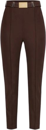 Elisabetta Franchi Femme, Pantalons, Brun, Taille: 44 FR Pantalon Technique Bi-&Eacute;lastique avec Ceinture