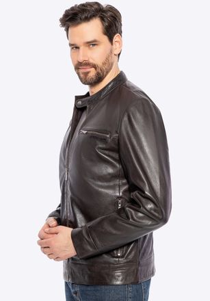 Wittchen Herren-Echtlederjacke aus Lammfell, Dunkelbraun, Echtleder