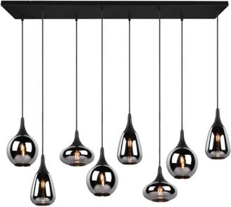 Trio Leuchten [GEBRAUCHT] Trio Lighting H&auml;ngeleuchte Lumina Pendelleuchte Deckenlampe 8 Flmg E14 Schwarz B-Ware