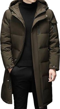 Generic Parka longue &agrave; capuche pour homme - Manteau dhiver &eacute;pais et isol&eacute; - Doudoune chaude et bouffante - Coupe-vent, caf&eacute;, 4XL