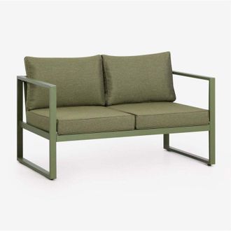 Sklum 2-Sitzer Garten-Sofa aus Aluminium Lipov Tiefes Gr&uuml;n Olive