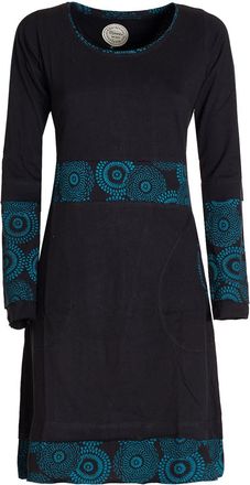 vishes Alternative Bekleidung - Damen Langarm Longshirt-Kleid Sweatkleid Shirt-Kleid Tunika-Kleid schwarz 38