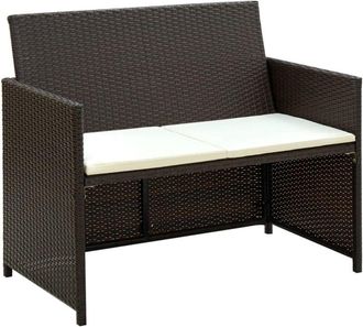 vidaXL Vidaxl - Canap&eacute; de jardin &agrave; 2 places avec coussins Marron R&eacute;sine tress&eacute;e