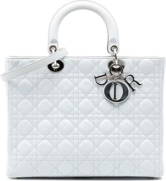 Dior Hobo Bags - Large Lambskin Cannage Lady Dior - Gr. unisize - in Wei&szlig; - f&uuml;r Damen