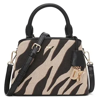 DKNY Paige Small Satchel, Sac Femme, Noir, Motif zèbre, S