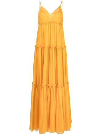 Alberta Ferretti robe longue &agrave; volants superpos&eacute;s - Jaune