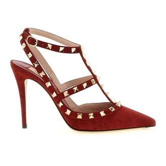 Valentino Garavani Femme, Chaussures, Rouge, Taille: 39 1/2 EU Escarpin Rockstud en Daim