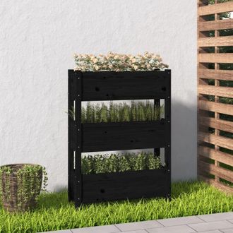 vidaXL Jardini&egrave;re Noir 77x25x104,5 cm Bois massif de pin