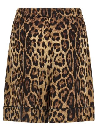 Dolce & Gabbana Leopard-Print Silk Shorts - Tan