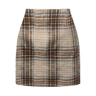 Generic Jupes moulantes extensibles pour femmes - Jupe-short &agrave; motif tartan pour femme - Jupe trap&egrave;ze - Taille haute &eacute;lastique - Taille haute - Moulante - Cou