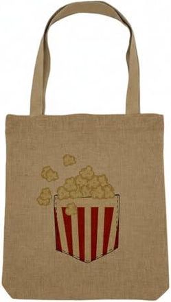 Fabulous Sac Shopping Tote Bag Aspect Lin - Poche Surprise Popcorn Street Food Film Dessin - Sac de Courses Toile Epaisse 360g Beige Naturel Cabas Port&eacute; Epaule
