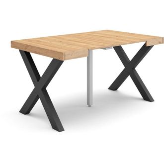 Skraut Home Ausziehbarertisch, Multifunktionaler ausziehbarer, 140, F&uuml;r 6 G&auml;ste, Massivholz Beine, Moderner Stil, Eiche - Skraut Home