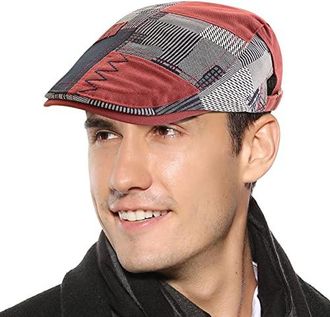 Feoya Bérets Homme Automne Hiver Casquette Plate en Chanvre Casquette Newsboy Flat Cap Chapeau Vintage Réglable Tour de tête 56-60 cm F5
