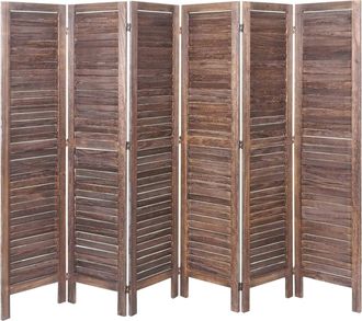 Mendler Paravent HWC-G30, Trennwand Sichtschutz Raumteiler, Shabby-Look 170x240cm - braun