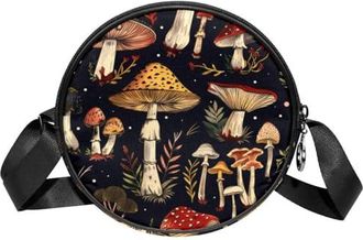 Generic Sac &agrave; bandouli&egrave;re rond rond pour femme, petit sac &agrave; bandouli&egrave;re champignon avec fermeture &eacute;clair, bretelles r&eacute;glables, d&eacute;contract&eacute; pour femmes et fill