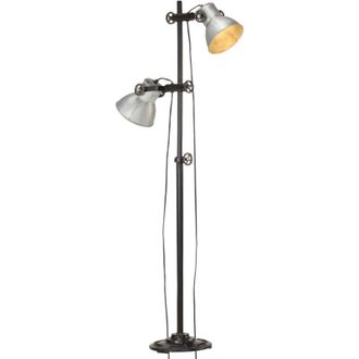 vidaXL Stehlampe 2-flammig Silbern E27 Gusseisen Vidaxl