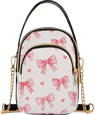 Mnsruu Sac à bandoulière pour femme avec noeuds roses, sac à dos à bandoulière rouge, petit sac à bandoulière avec sangle réglable