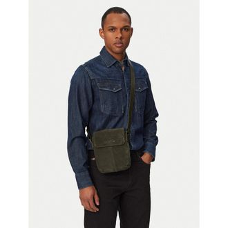 Tommy Hilfiger Umh&auml;ngetasche Tommy Hilfiger Metal Logo Suede Crossbody Bag AM0AM14262 Gr&uuml;n