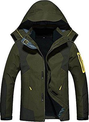 DianShao Femme Homme Détachable Veste De Ski Randonnée Escalade Manteau Imperméable 3 en 1 Homme Vert Armée 4XL